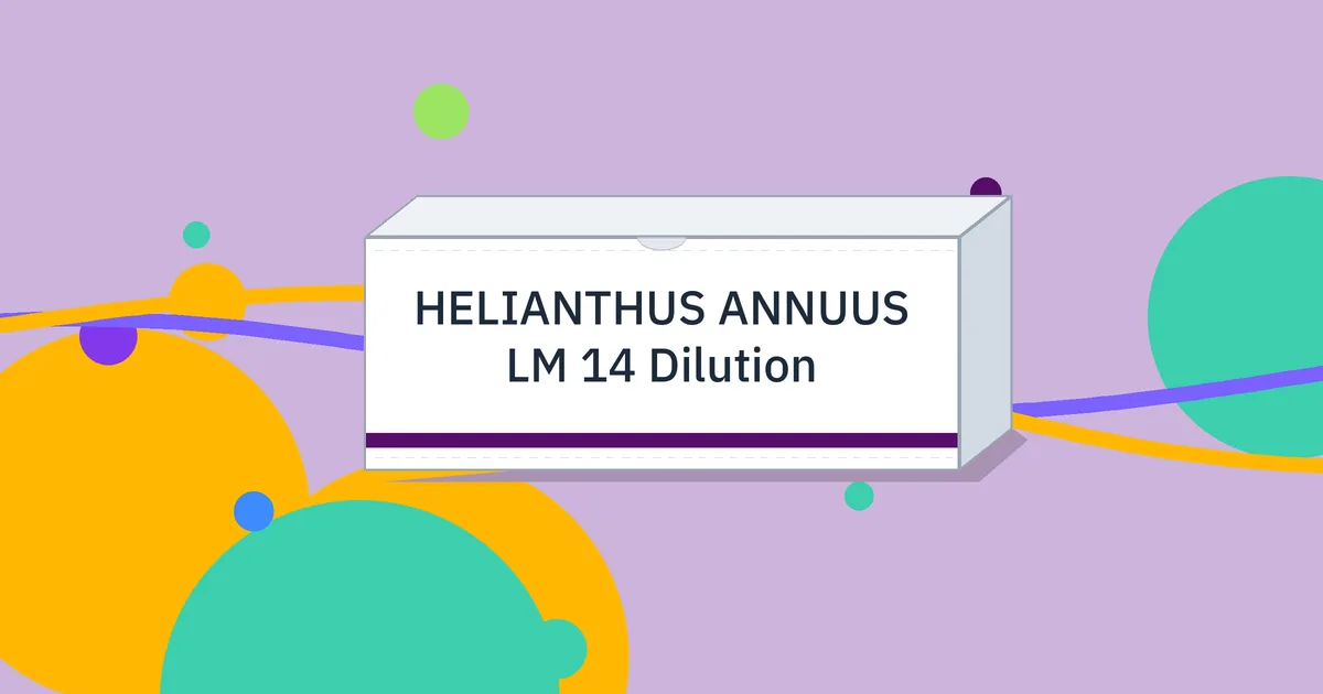 Symbolbild: Packung mit der Aufschrift HELIANTHUS ANNUUS LM 14 Dilution (PZN 12885819) – Verfügbarkeit und Bezug in Apotheken in Frankfurt am Main