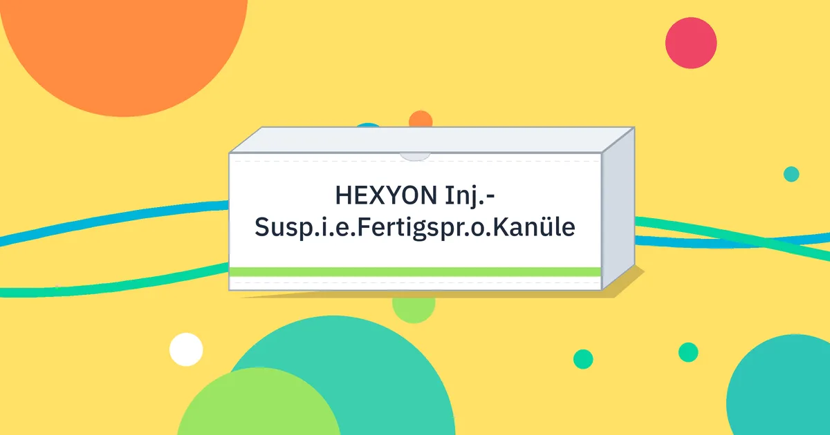 Symbolbild: Packung mit der Aufschrift HEXYON Inj.-Susp.i.e.Fertigspr.o.Kanüle (PZN 19690409) – Verfügbarkeit und Bezug in Apotheken in Frankfurt am Main