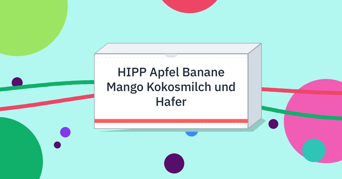 Symbolbild: Packung mit der Aufschrift HIPP Apfel Banane Mango Kokosmilch und Hafer (PZN 17569939) – Verfügbarkeit und Bezug in Apotheken in Frankfurt am Main