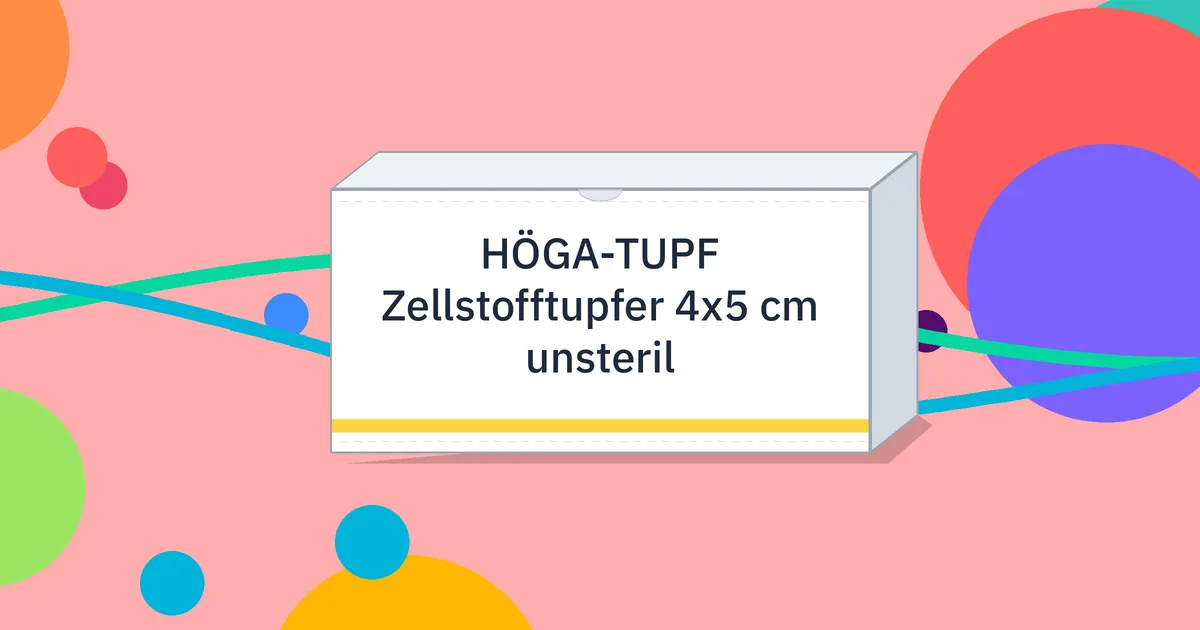 Symbolbild: Packung mit der Aufschrift HÖGA-TUPF Zellstofftupfer 4x5 cm unsteril (PZN 04402043) – Verfügbarkeit und Bezug in Apotheken in Frankfurt am Main