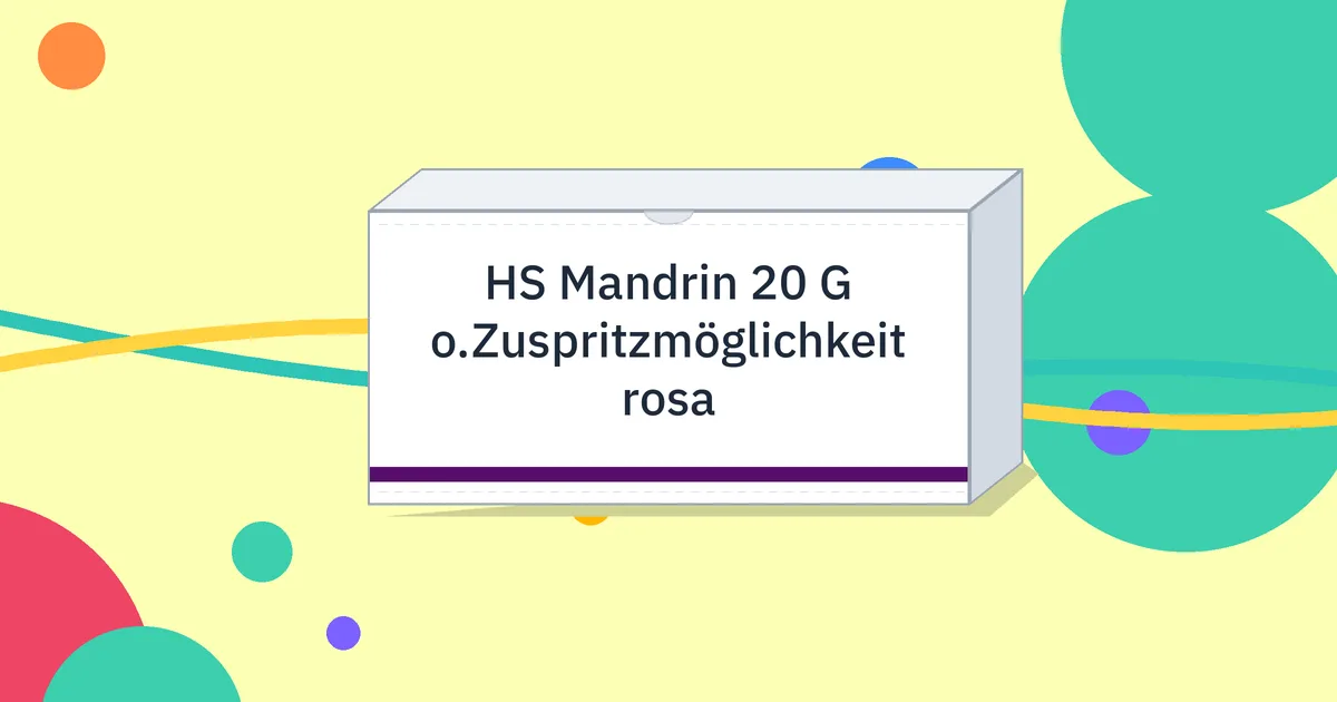 Symbolbild: Packung mit der Aufschrift HS Mandrin 20 G o.Zuspritzmöglichkeit rosa (PZN 12596558) – Verfügbarkeit und Bezug in Apotheken in Frankfurt am Main