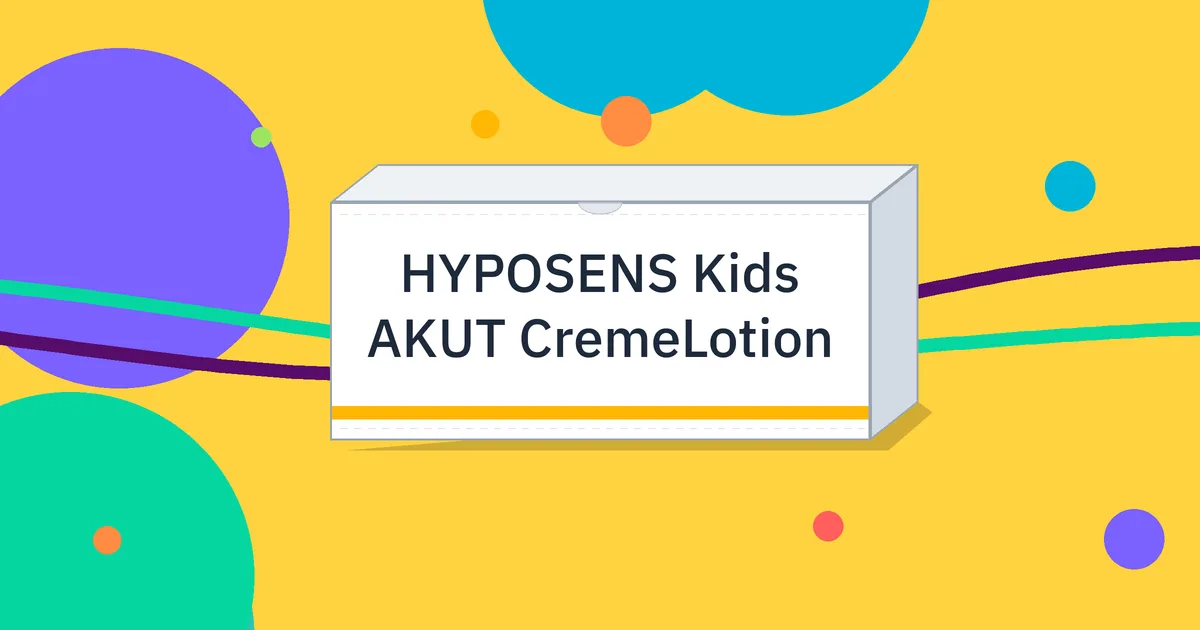 Symbolbild: Packung mit der Aufschrift HYPOSENS Kids AKUT CremeLotion (PZN 11145090) – Verfügbarkeit und Bezug in Apotheken in Frankfurt am Main