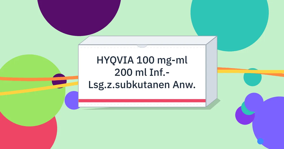 Symbolbild: Packung mit der Aufschrift HYQVIA 100 mg-ml 200 ml Inf.-Lsg.z.subkutanen Anw. (PZN 17852339) – Verfügbarkeit und Bezug in Apotheken in Frankfurt am Main