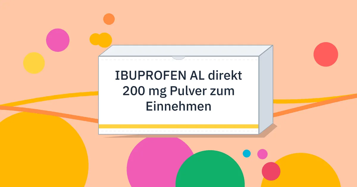 Symbolbild: Packung mit der Aufschrift IBUPROFEN AL direkt 200 mg Pulver zum Einnehmen (PZN 15460718) – Verfügbarkeit und Bezug in Apotheken in Frankfurt am Main