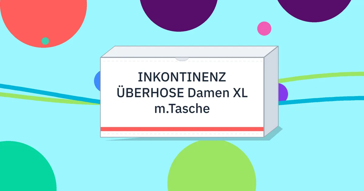 Symbolbild: Packung mit der Aufschrift INKONTINENZ ÜBERHOSE Damen XL m.Tasche (PZN 09283241) – Verfügbarkeit und Bezug in Apotheken in Frankfurt am Main