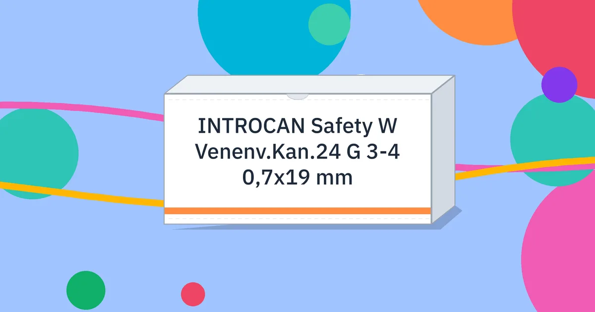 Symbolbild: Packung mit der Aufschrift INTROCAN Safety W Venenv.Kan.24 G 3-4 0,7x19 mm (PZN 20345391) – Verfügbarkeit und Bezug in Apotheken in Frankfurt am Main