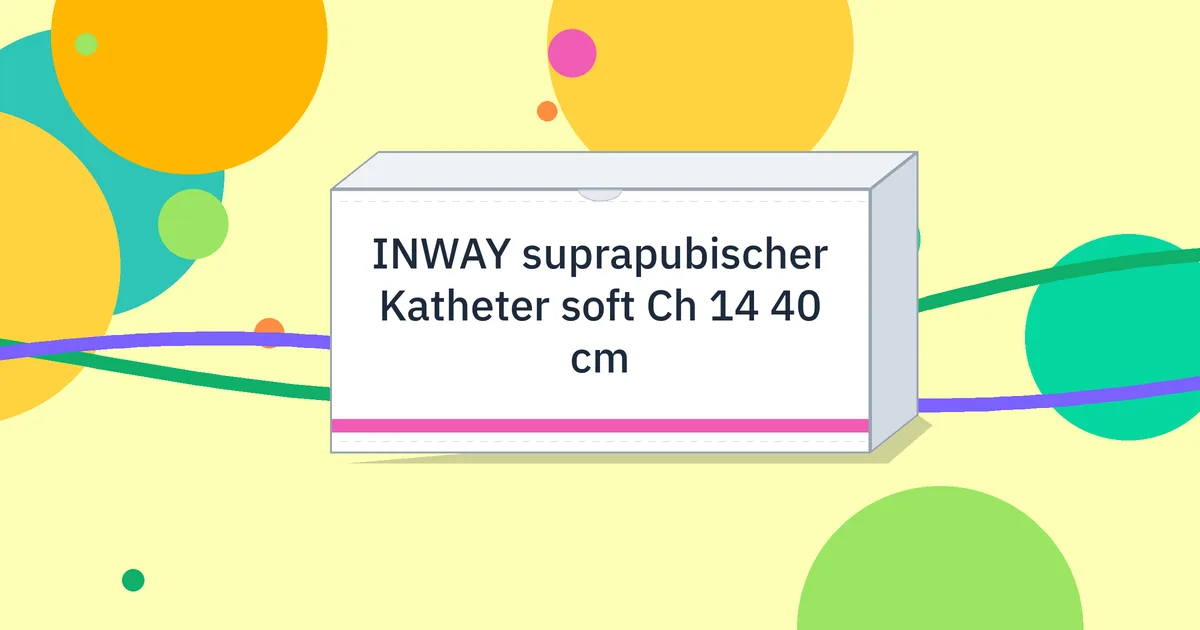 Symbolbild: Packung mit der Aufschrift INWAY suprapubischer Katheter soft Ch 14 40 cm (PZN 10181333) – Verfügbarkeit und Bezug in Apotheken in Frankfurt am Main