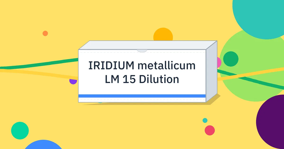 Symbolbild: Packung mit der Aufschrift IRIDIUM metallicum LM 15 Dilution (PZN 12913450) – Verfügbarkeit und Bezug in Apotheken in Frankfurt am Main