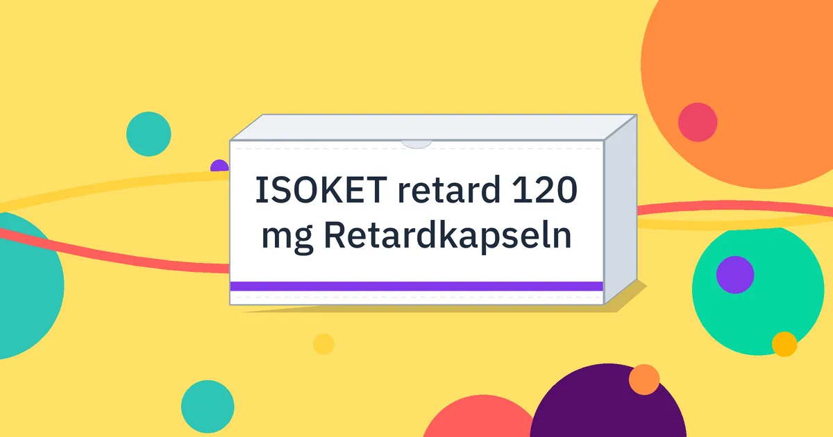 Symbolbild: Packung mit der Aufschrift ISOKET retard 120 mg Retardkapseln (PZN 04877119) – Verfügbarkeit und Bezug in Apotheken in Frankfurt am Main