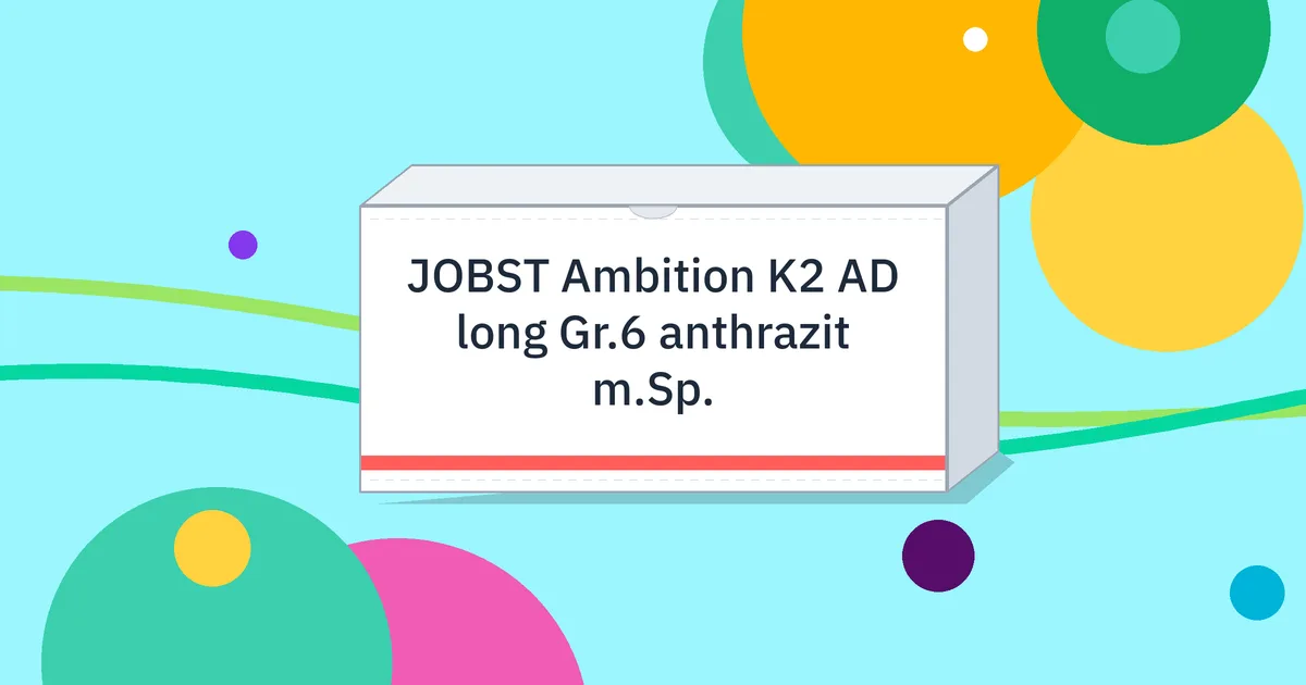 Symbolbild: Packung mit der Aufschrift JOBST Ambition K2 AD long Gr.6 anthrazit m.Sp. (PZN 11020514) – Verfügbarkeit und Bezug in Apotheken in Frankfurt am Main