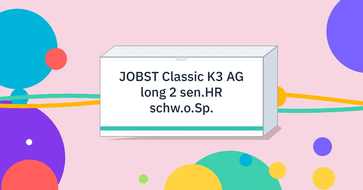 Symbolbild: Packung mit der Aufschrift JOBST Classic K3 AG long 2 sen.HR schw.o.Sp. (PZN 17957966) – Verfügbarkeit und Bezug in Apotheken in Frankfurt am Main