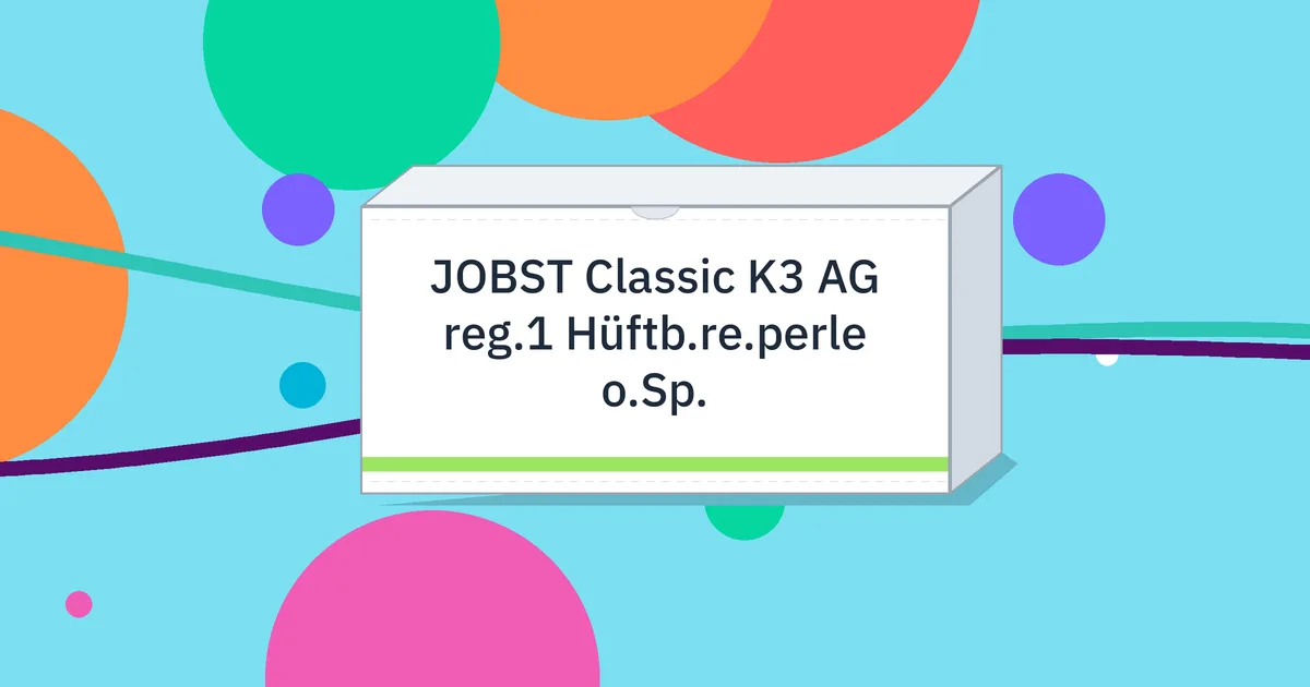 Symbolbild: Packung mit der Aufschrift JOBST Classic K3 AG reg.1 Hüftb.re.perle o.Sp. (PZN 13076418) – Verfügbarkeit und Bezug in Apotheken in Frankfurt am Main