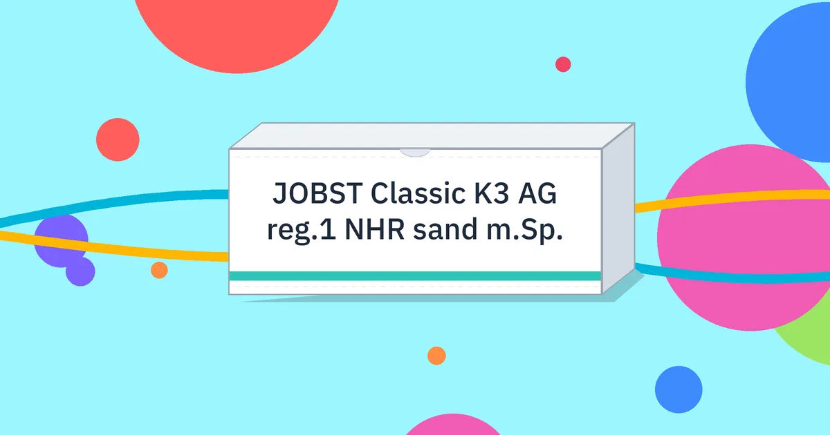 Symbolbild: Packung mit der Aufschrift JOBST Classic K3 AG reg.1 NHR sand m.Sp. (PZN 13073319) – Verfügbarkeit und Bezug in Apotheken in Frankfurt am Main