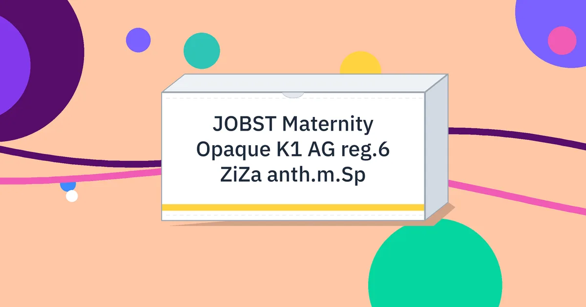 Symbolbild: Packung mit der Aufschrift JOBST Maternity Opaque K1 AG reg.6 ZiZa anth.m.Sp (PZN 15854699) – Verfügbarkeit und Bezug in Apotheken in Frankfurt am Main