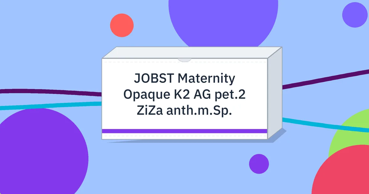 Symbolbild: Packung mit der Aufschrift JOBST Maternity Opaque K2 AG pet.2 ZiZa anth.m.Sp. (PZN 15856132) – Verfügbarkeit und Bezug in Apotheken in Frankfurt am Main