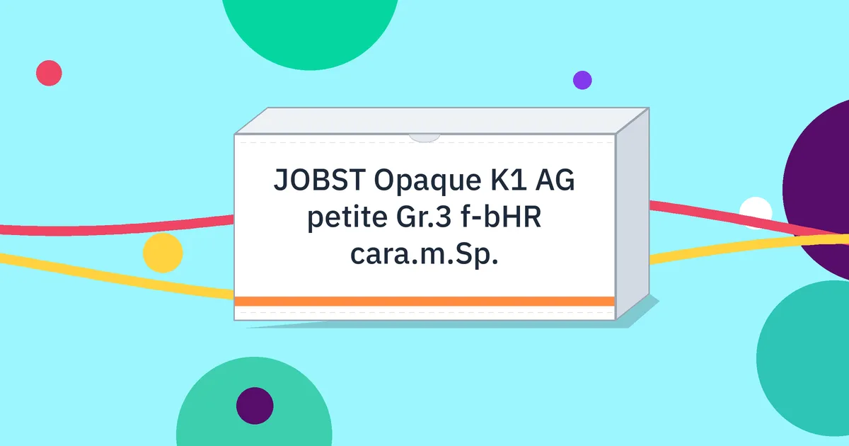 Symbolbild: Packung mit der Aufschrift JOBST Opaque K1 AG petite Gr.3 f-bHR cara.m.Sp. (PZN 13083499) – Verfügbarkeit und Bezug in Apotheken in Frankfurt am Main