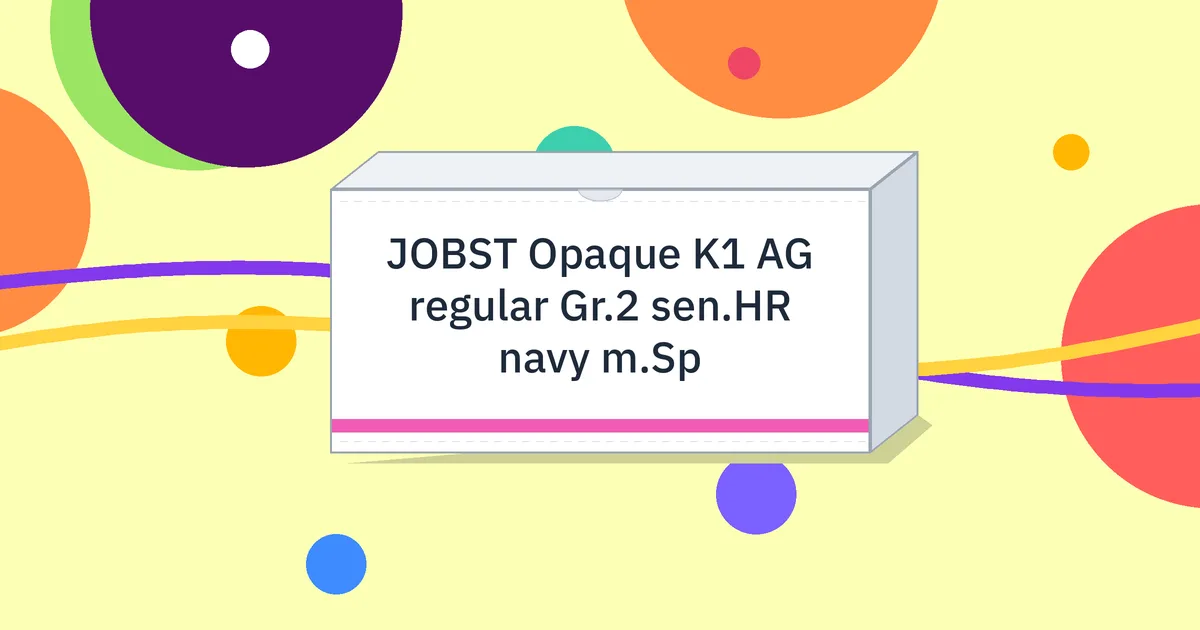 Symbolbild: Packung mit der Aufschrift JOBST Opaque K1 AG regular Gr.2 sen.HR navy m.Sp (PZN 13092570) – Verfügbarkeit und Bezug in Apotheken in Frankfurt am Main