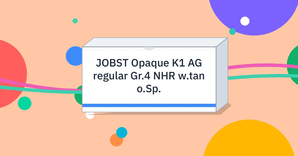 Symbolbild: Packung mit der Aufschrift JOBST Opaque K1 AG regular Gr.4 NHR w.tan o.Sp. (PZN 16266562) – Verfügbarkeit und Bezug in Apotheken in Frankfurt am Main