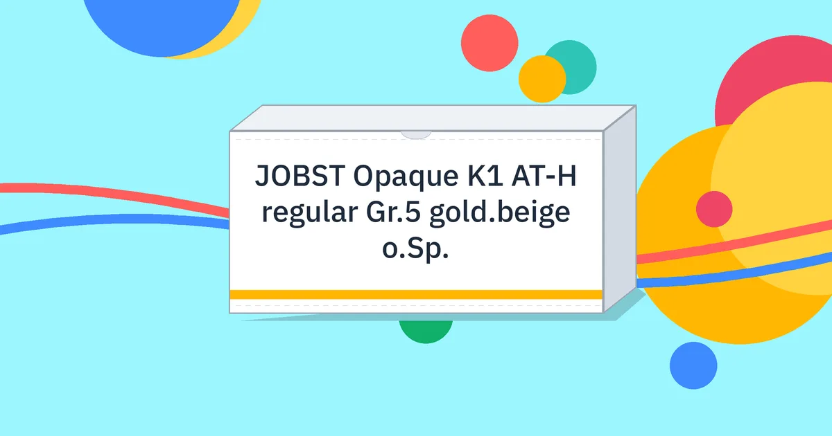 Symbolbild: Packung mit der Aufschrift JOBST Opaque K1 AT-H regular Gr.5 gold.beige o.Sp. (PZN 16274774) – Verfügbarkeit und Bezug in Apotheken in Frankfurt am Main