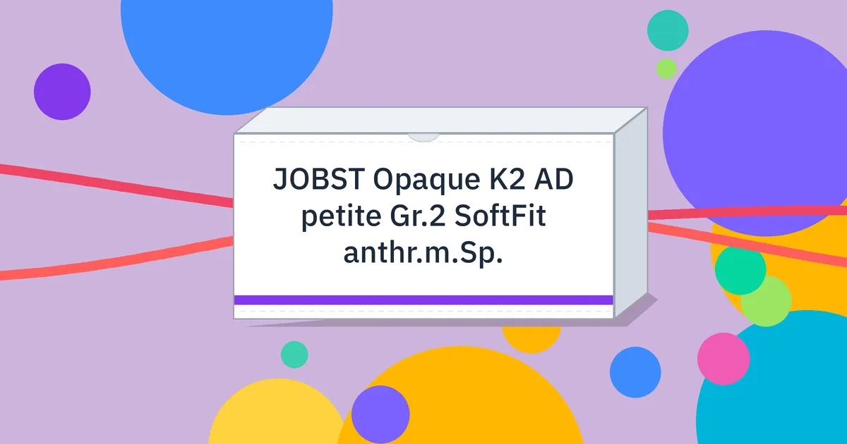 Symbolbild: Packung mit der Aufschrift JOBST Opaque K2 AD petite Gr.2 SoftFit anthr.m.Sp. (PZN 16279553) – Verfügbarkeit und Bezug in Apotheken in Frankfurt am Main
