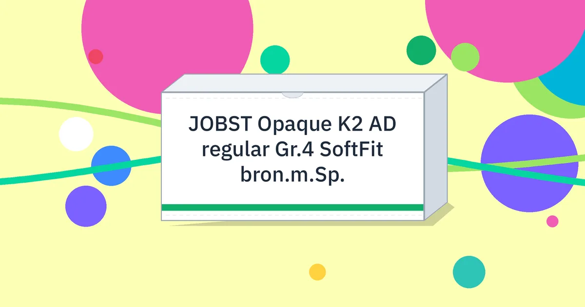 Symbolbild: Packung mit der Aufschrift JOBST Opaque K2 AD regular Gr.4 SoftFit bron.m.Sp. (PZN 13110799) – Verfügbarkeit und Bezug in Apotheken in Frankfurt am Main