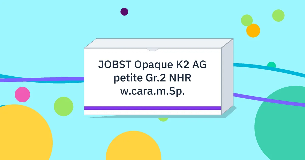 Symbolbild: Packung mit der Aufschrift JOBST Opaque K2 AG petite Gr.2 NHR w.cara.m.Sp. (PZN 11256062) – Verfügbarkeit und Bezug in Apotheken in Frankfurt am Main