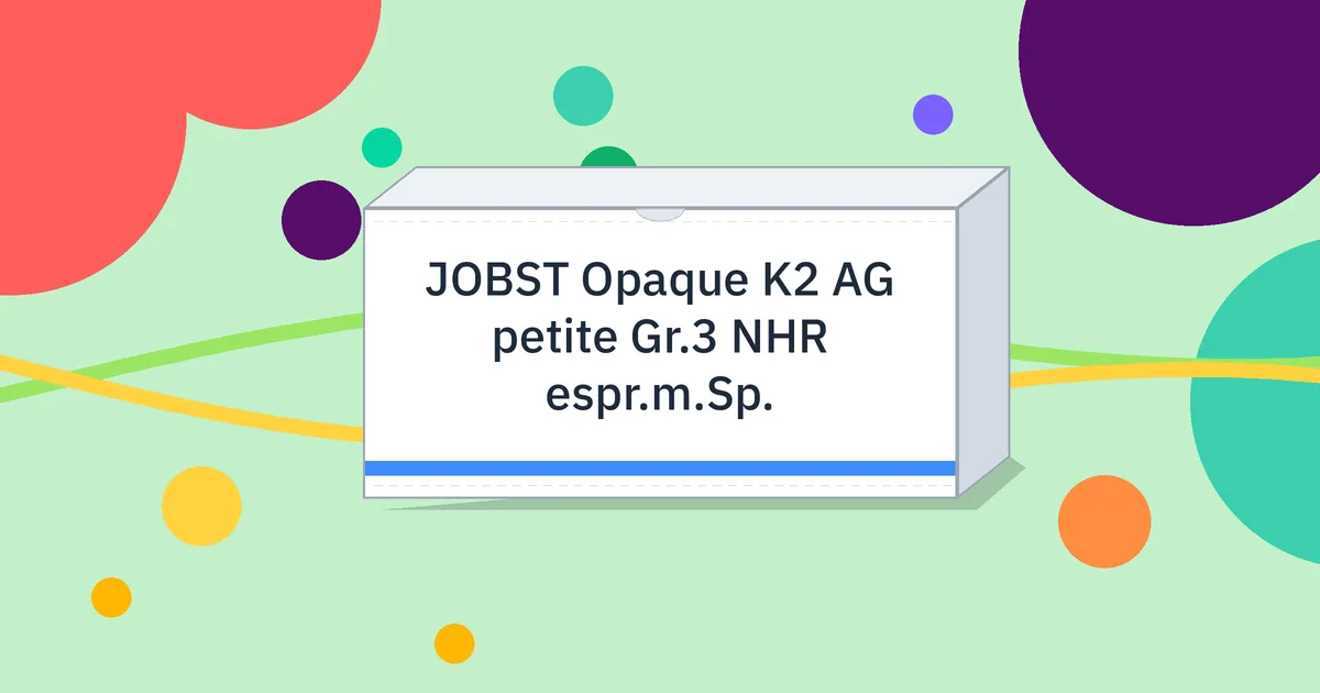 Symbolbild: Packung mit der Aufschrift JOBST Opaque K2 AG petite Gr.3 NHR espr.m.Sp. (PZN 16285447) – Verfügbarkeit und Bezug in Apotheken in Frankfurt am Main