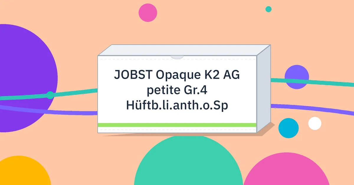 Symbolbild: Packung mit der Aufschrift JOBST Opaque K2 AG petite Gr.4 Hüftb.li.anth.o.Sp (PZN 16288753) – Verfügbarkeit und Bezug in Apotheken in Frankfurt am Main