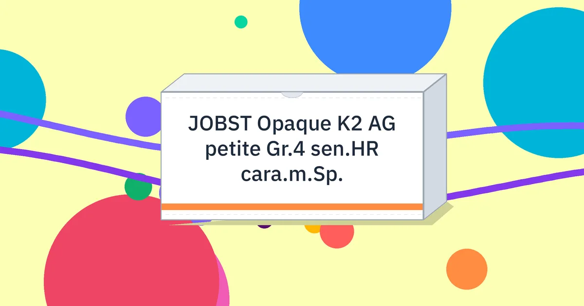 Symbolbild: Packung mit der Aufschrift JOBST Opaque K2 AG petite Gr.4 sen.HR cara.m.Sp. (PZN 12142389) – Verfügbarkeit und Bezug in Apotheken in Frankfurt am Main