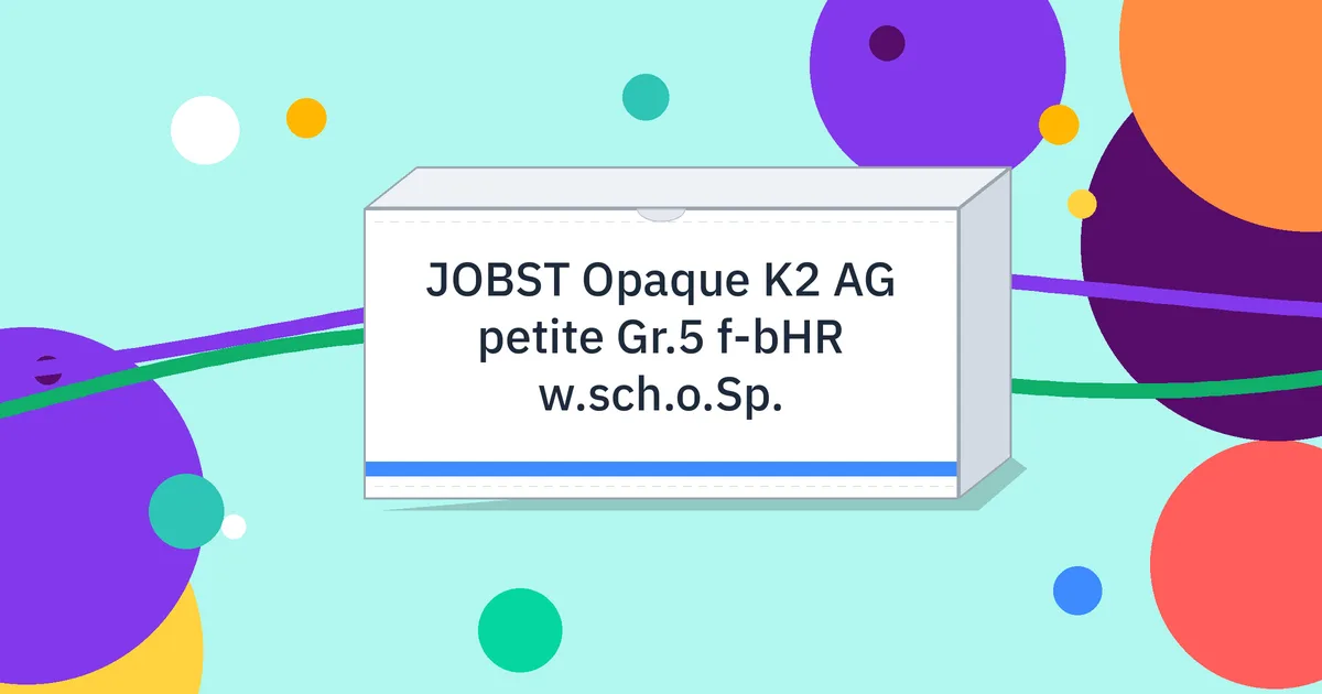 Symbolbild: Packung mit der Aufschrift JOBST Opaque K2 AG petite Gr.5 f-bHR w.sch.o.Sp. (PZN 11256530) – Verfügbarkeit und Bezug in Apotheken in Frankfurt am Main