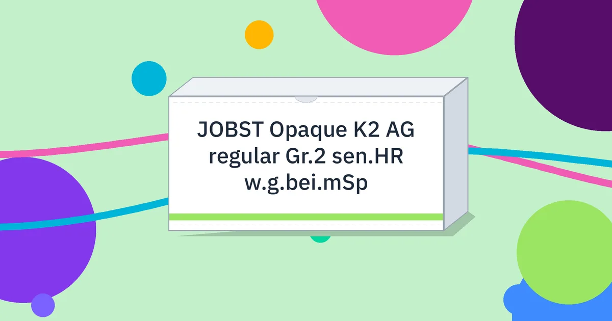 Symbolbild: Packung mit der Aufschrift JOBST Opaque K2 AG regular Gr.2 sen.HR w.g.bei.mSp (PZN 16280734) – Verfügbarkeit und Bezug in Apotheken in Frankfurt am Main