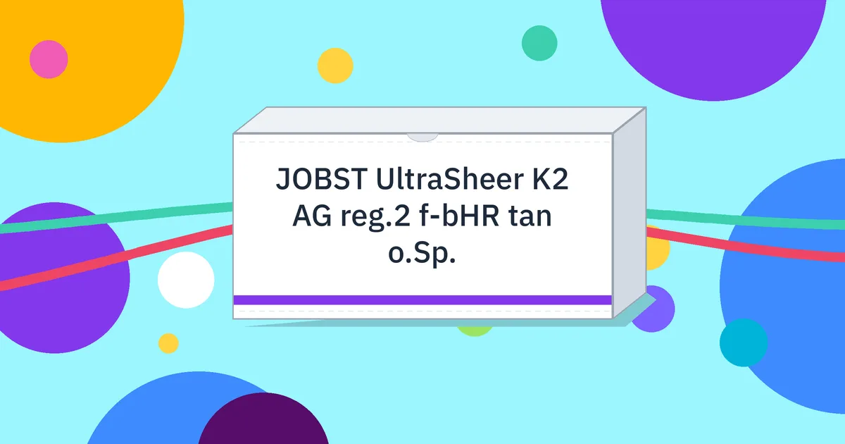 Symbolbild: Packung mit der Aufschrift JOBST UltraSheer K2 AG reg.2 f-bHR tan o.Sp. (PZN 16302401) – Verfügbarkeit und Bezug in Apotheken in Frankfurt am Main