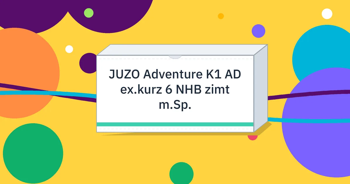 Symbolbild: Packung mit der Aufschrift JUZO Adventure K1 AD ex.kurz 6 NHB zimt m.Sp. (PZN 16493720) – Verfügbarkeit und Bezug in Apotheken in Frankfurt am Main
