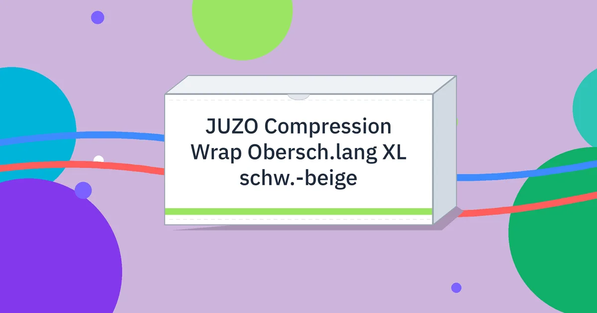 Symbolbild: Packung mit der Aufschrift JUZO Compression Wrap Obersch.lang XL schw.-beige (PZN 16143575) – Verfügbarkeit und Bezug in Apotheken in Frankfurt am Main