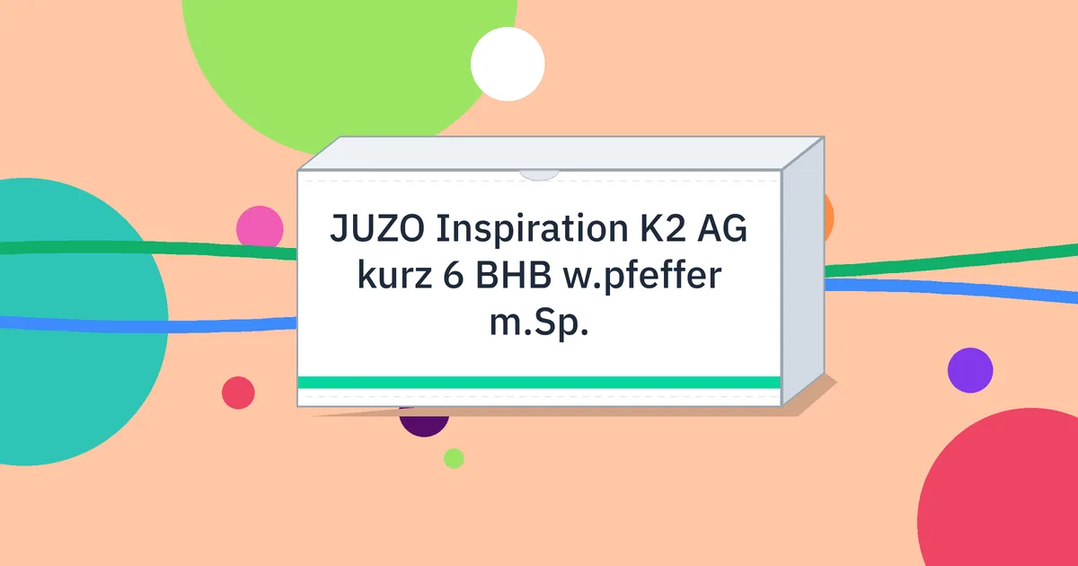 Symbolbild: Packung mit der Aufschrift JUZO Inspiration K2 AG kurz 6 BHB w.pfeffer m.Sp. (PZN 14849822) – Verfügbarkeit und Bezug in Apotheken in Frankfurt am Main