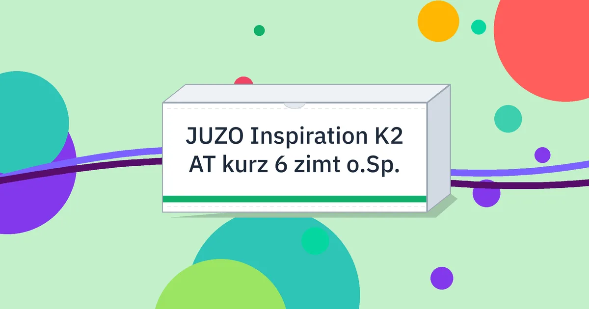 Symbolbild: Packung mit der Aufschrift JUZO Inspiration K2 AT kurz 6 zimt o.Sp. (PZN 14931699) – Verfügbarkeit und Bezug in Apotheken in Frankfurt am Main