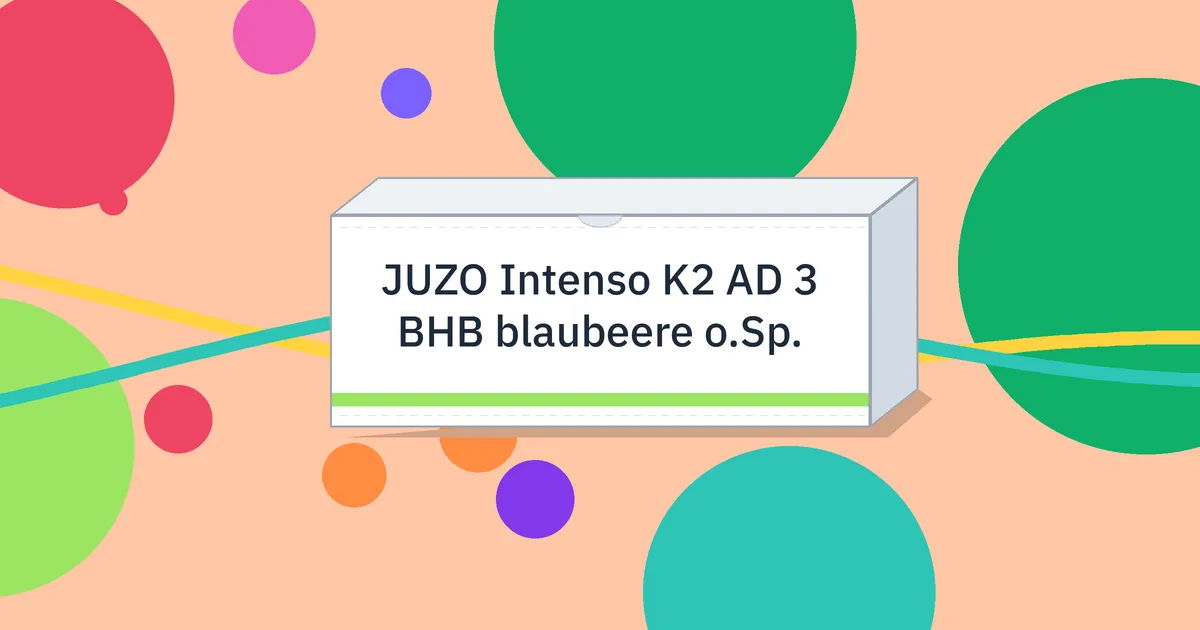 Symbolbild: Packung mit der Aufschrift JUZO Intenso K2 AD 3 BHB blaubeere o.Sp. (PZN 18623919) – Verfügbarkeit und Bezug in Apotheken in Frankfurt am Main