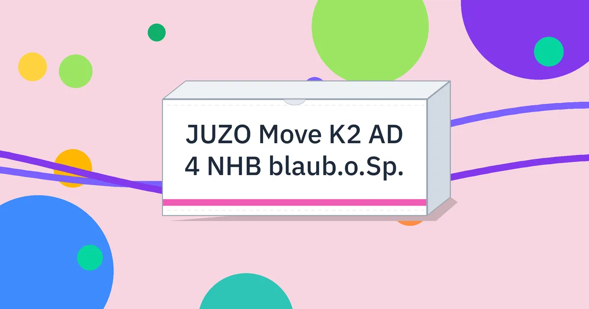 Symbolbild: Packung mit der Aufschrift JUZO Move K2 AD 4 NHB blaub.o.Sp. (PZN 18539722) – Verfügbarkeit und Bezug in Apotheken in Frankfurt am Main