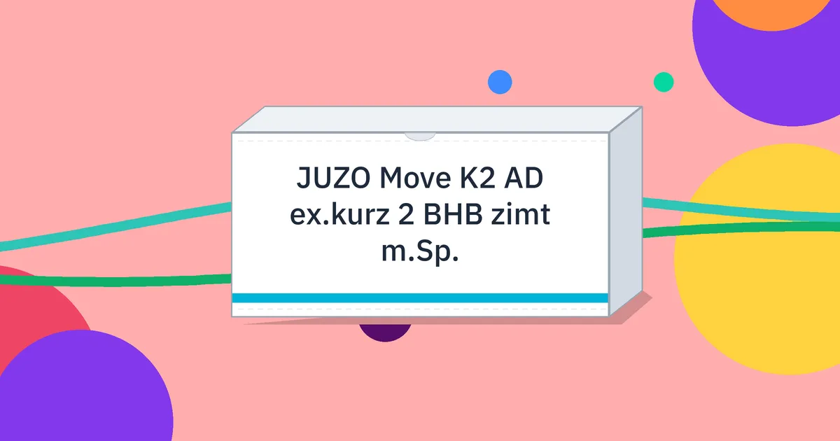 Symbolbild: Packung mit der Aufschrift JUZO Move K2 AD ex.kurz 2 BHB zimt m.Sp. (PZN 18510262) – Verfügbarkeit und Bezug in Apotheken in Frankfurt am Main