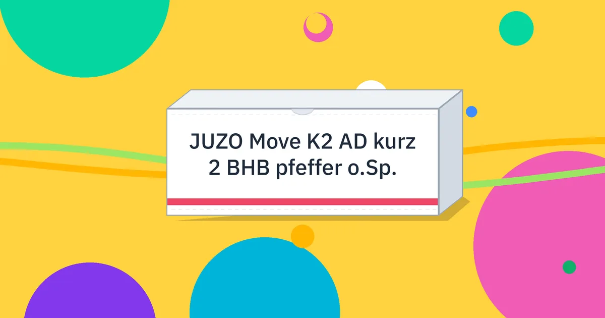 Symbolbild: Packung mit der Aufschrift JUZO Move K2 AD kurz 2 BHB pfeffer o.Sp. (PZN 16341766) – Verfügbarkeit und Bezug in Apotheken in Frankfurt am Main