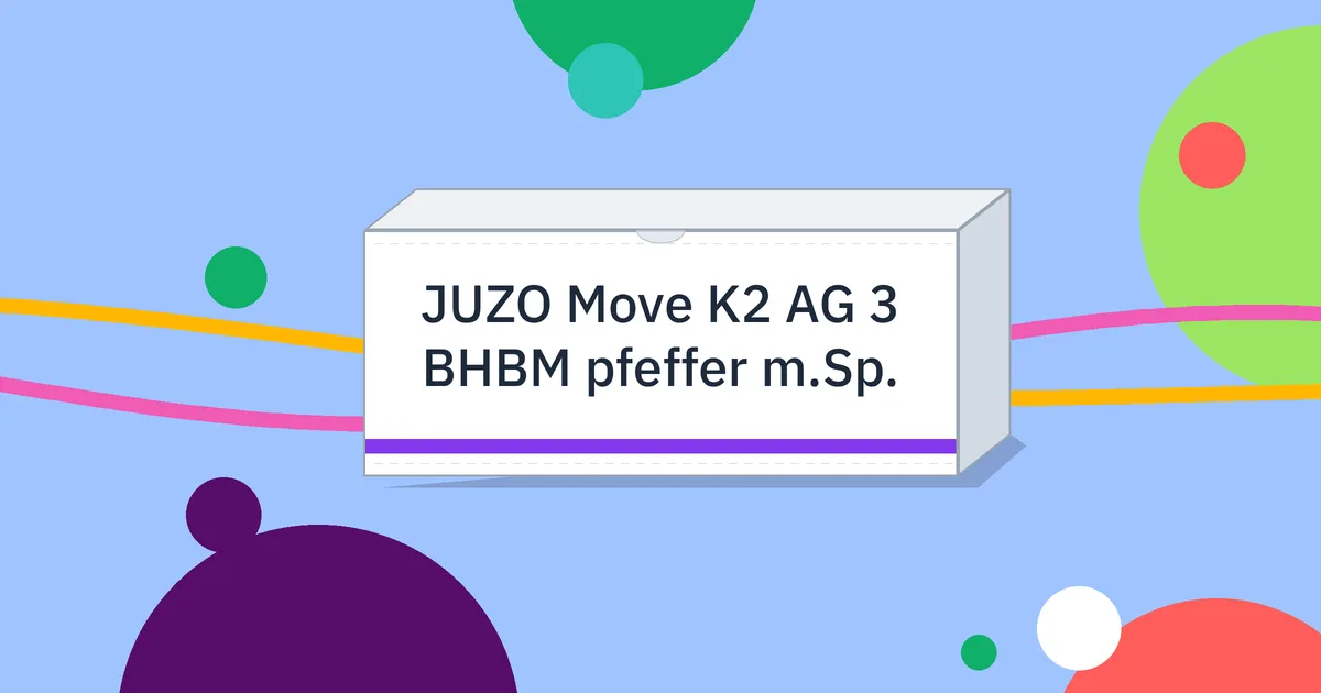 Symbolbild: Packung mit der Aufschrift JUZO Move K2 AG 3 BHBM pfeffer m.Sp. (PZN 16647554) – Verfügbarkeit und Bezug in Apotheken in Frankfurt am Main