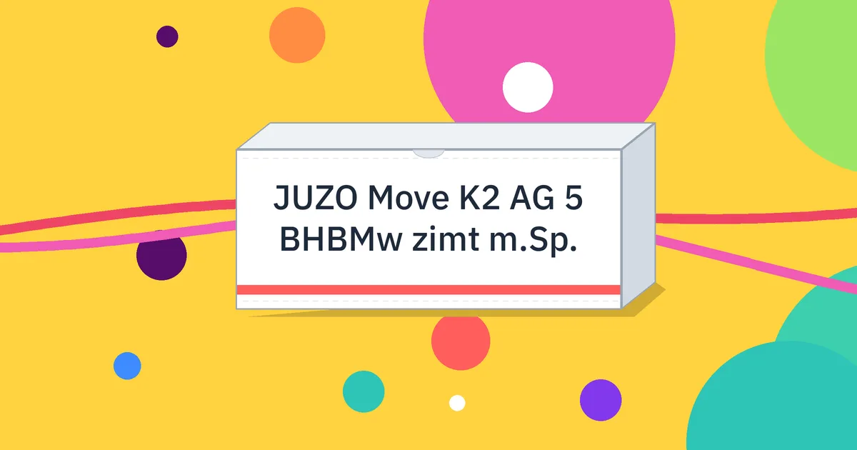 Symbolbild: Packung mit der Aufschrift JUZO Move K2 AG 5 BHBMw zimt m.Sp. (PZN 18524850) – Verfügbarkeit und Bezug in Apotheken in Frankfurt am Main