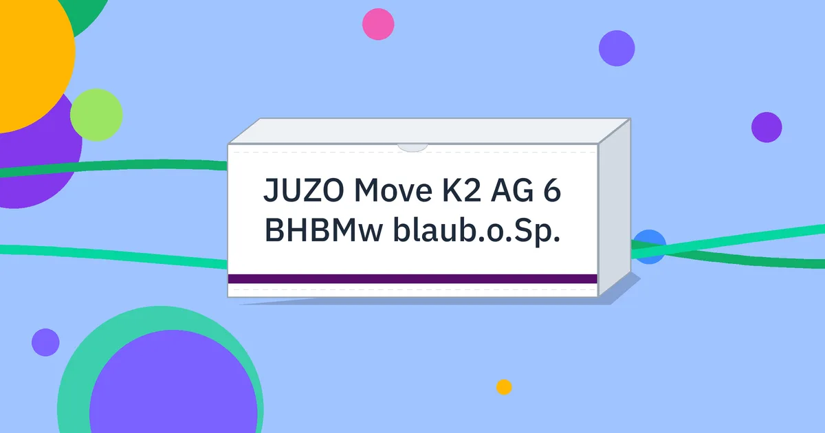 Symbolbild: Packung mit der Aufschrift JUZO Move K2 AG 6 BHBMw blaub.o.Sp. (PZN 18558435) – Verfügbarkeit und Bezug in Apotheken in Frankfurt am Main