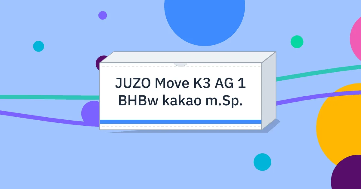 Symbolbild: Packung mit der Aufschrift JUZO Move K3 AG 1 BHBw kakao m.Sp. (PZN 18587767) – Verfügbarkeit und Bezug in Apotheken in Frankfurt am Main