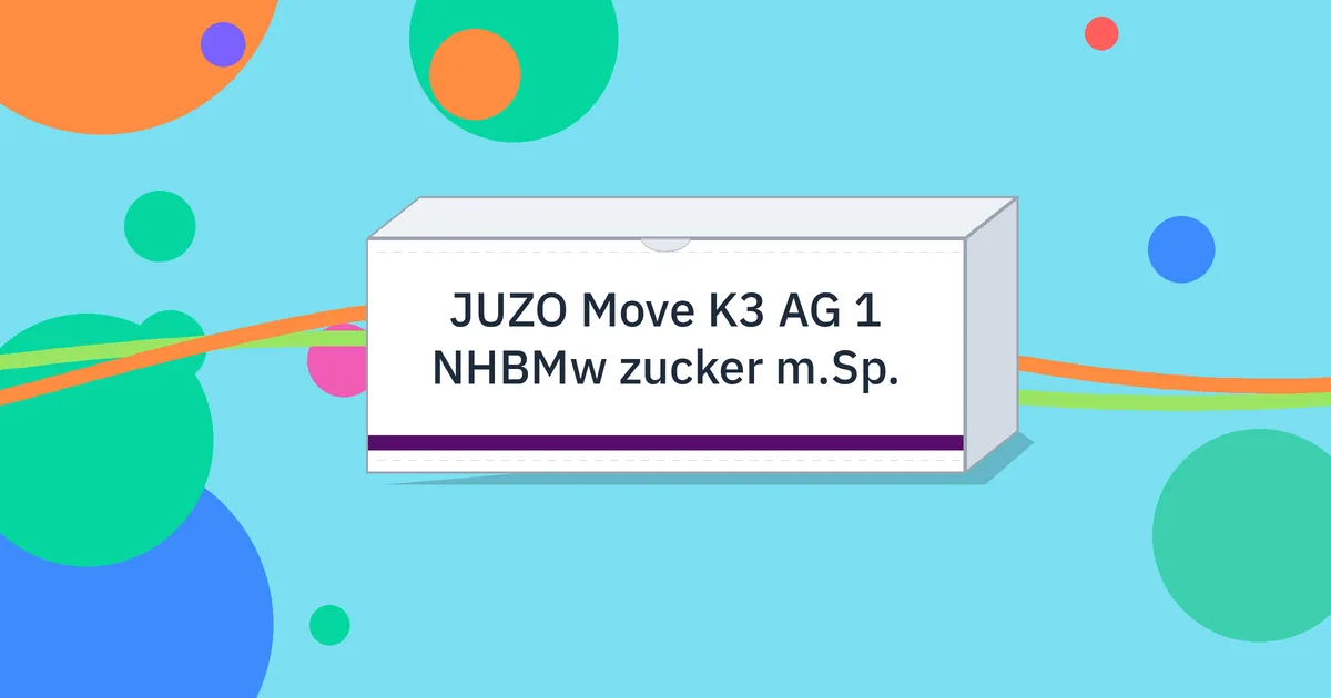 Symbolbild: Packung mit der Aufschrift JUZO Move K3 AG 1 NHBMw zucker m.Sp. (PZN 18574871) – Verfügbarkeit und Bezug in Apotheken in Frankfurt am Main