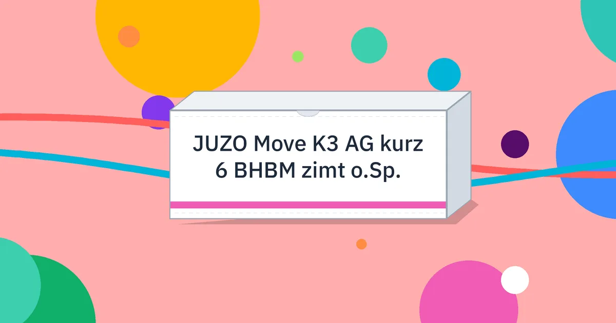 Symbolbild: Packung mit der Aufschrift JUZO Move K3 AG kurz 6 BHBM zimt o.Sp. (PZN 18582014) – Verfügbarkeit und Bezug in Apotheken in Frankfurt am Main