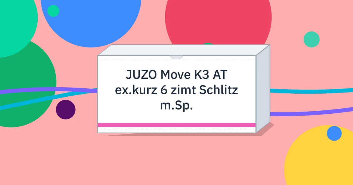 Symbolbild: Packung mit der Aufschrift JUZO Move K3 AT ex.kurz 6 zimt Schlitz m.Sp. (PZN 20681019) – Verfügbarkeit und Bezug in Apotheken in Frankfurt am Main