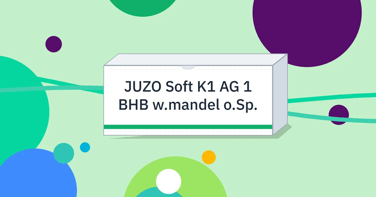 Symbolbild: Packung mit der Aufschrift JUZO Soft K1 AG 1 BHB w.mandel o.Sp. (PZN 14837612) – Verfügbarkeit und Bezug in Apotheken in Frankfurt am Main