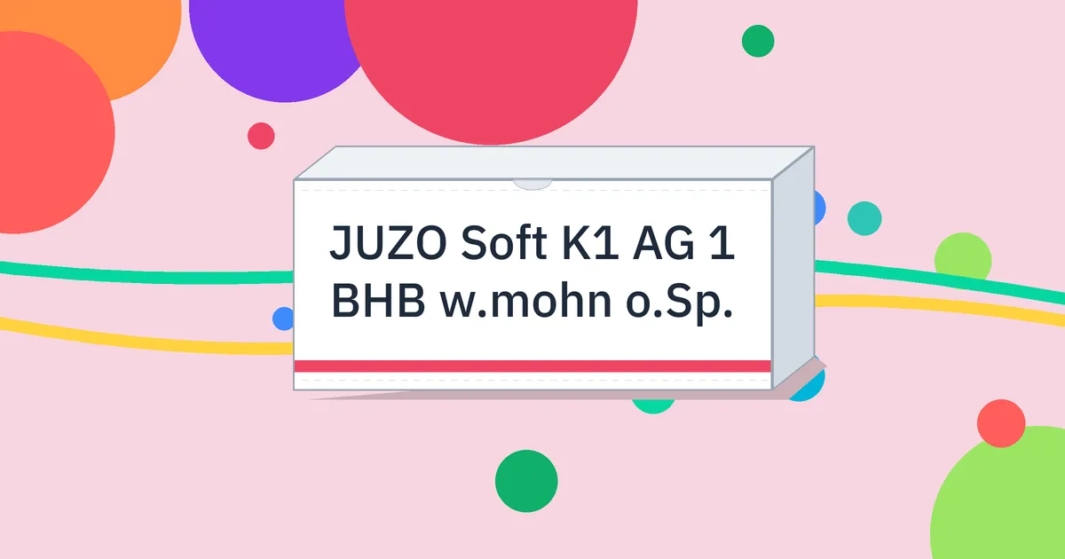 Symbolbild: Packung mit der Aufschrift JUZO Soft K1 AG 1 BHB w.mohn o.Sp. (PZN 14837670) – Verfügbarkeit und Bezug in Apotheken in Frankfurt am Main