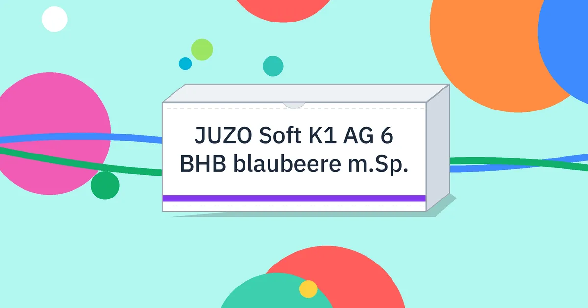 Symbolbild: Packung mit der Aufschrift JUZO Soft K1 AG 6 BHB blaubeere m.Sp. (PZN 14821002) – Verfügbarkeit und Bezug in Apotheken in Frankfurt am Main